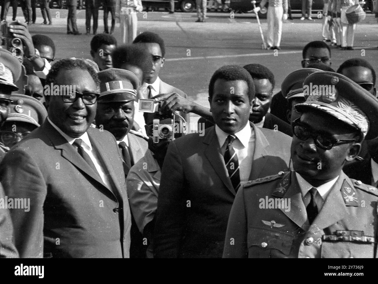 King Ntare V ( seen in centre here) as he arrived in Kinshaha ...