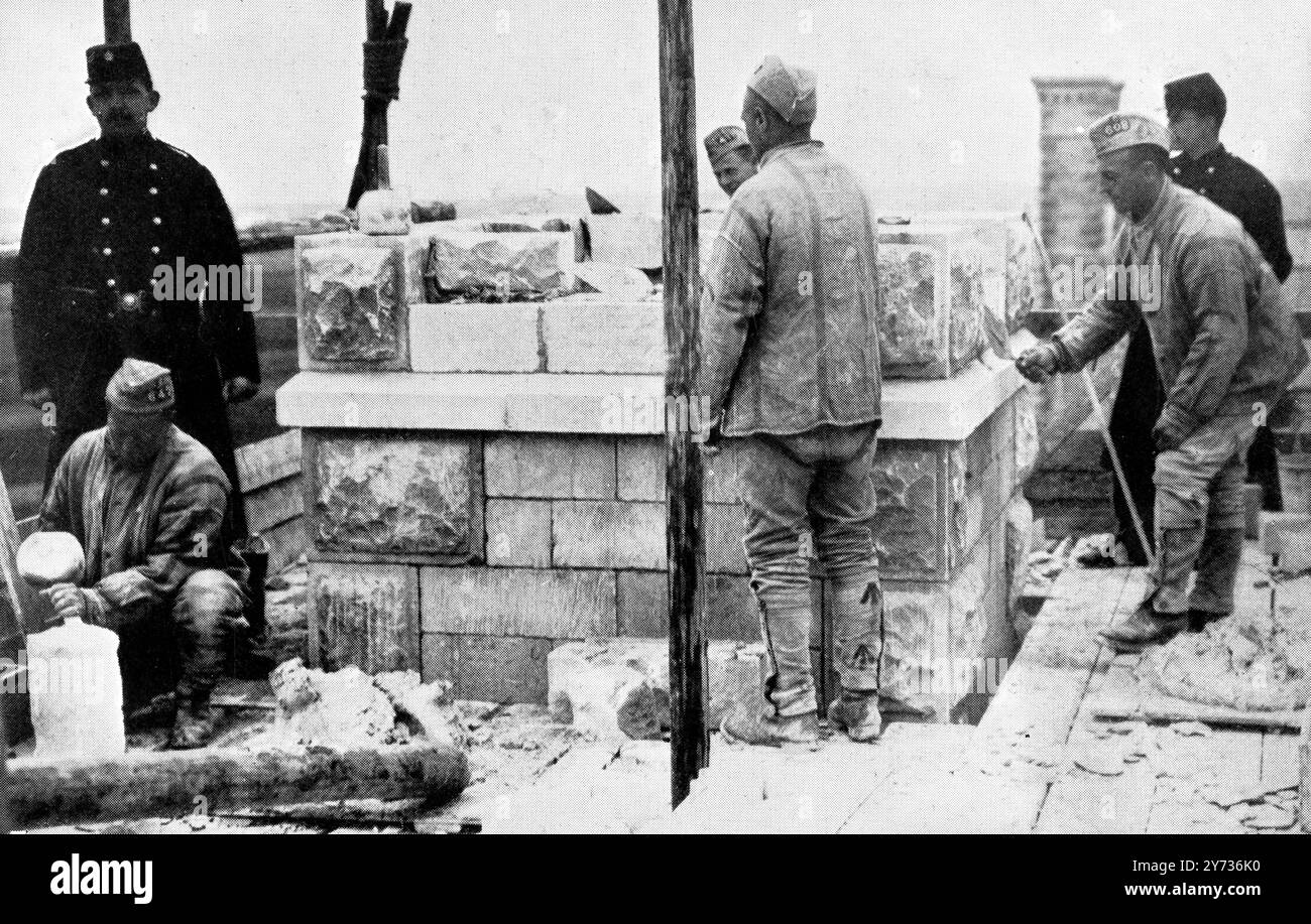 At work on a new prison building : Convicts as masons , Portland Prison ...