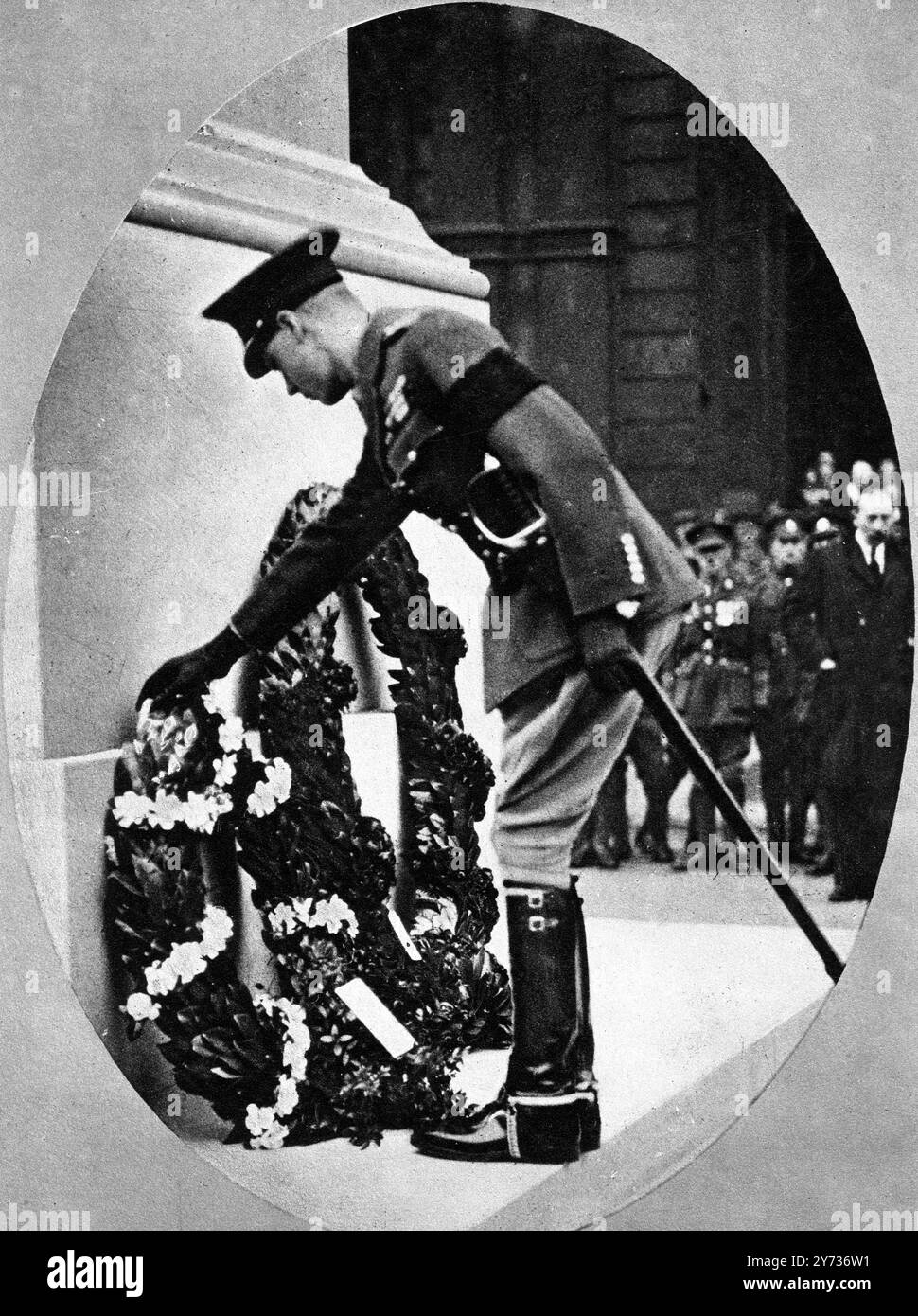 Funeral of the Unknown Warrior . The Prince of Wales placing his wreath ...