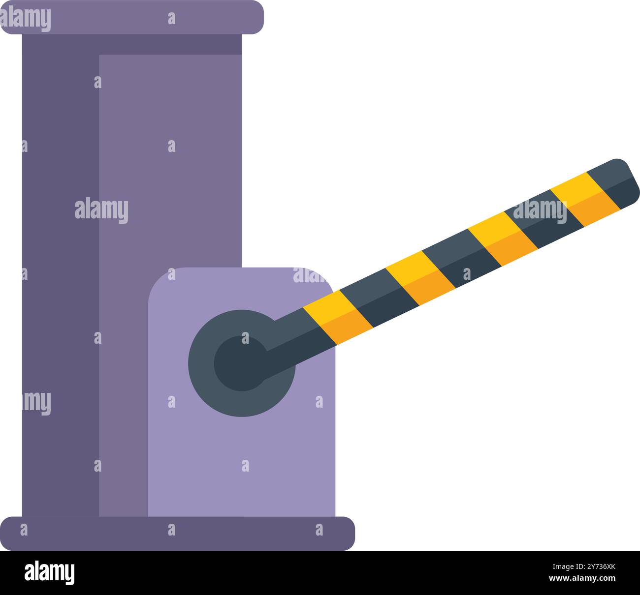 Simple flat vector illustration of a barrier gate closing access to a ...