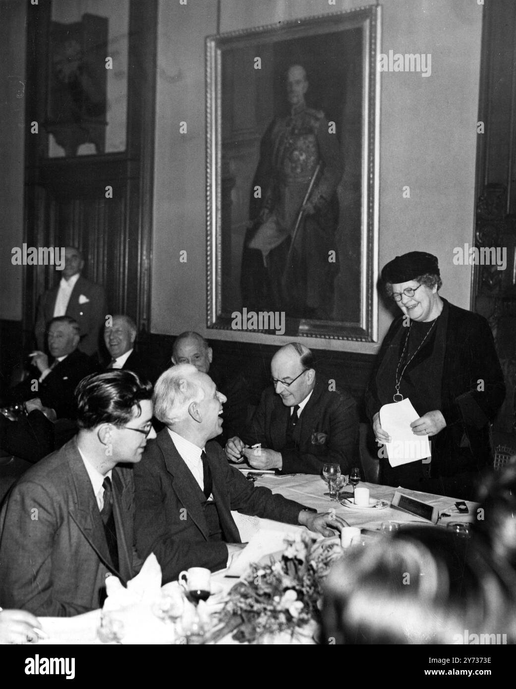 Viscountess Rhondda speaking at the luncheon held in the House of Lords ...