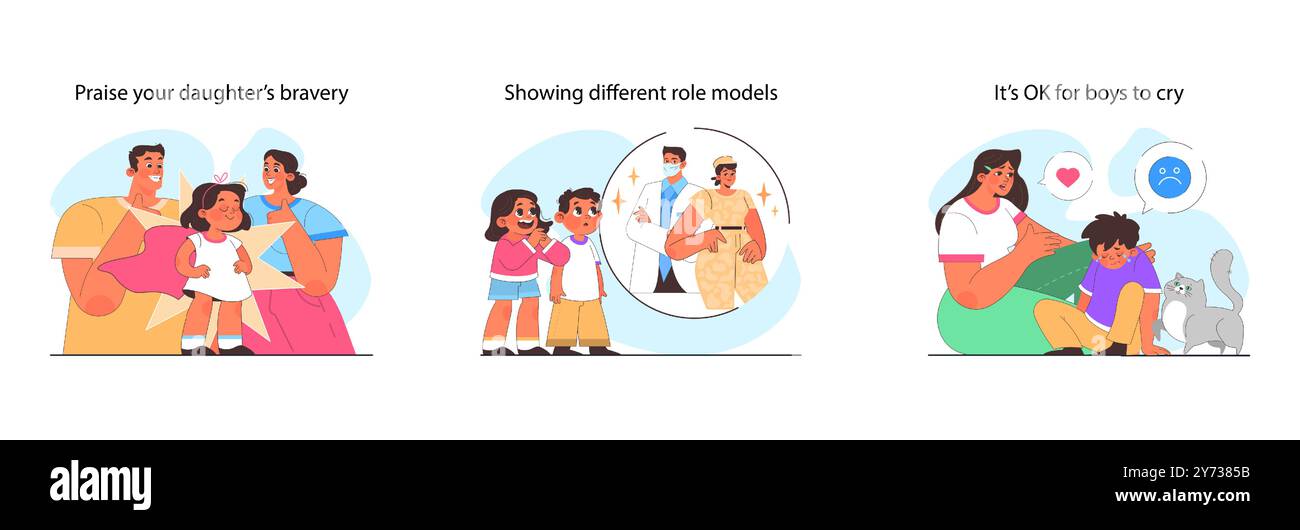 Modern gender neutral parenting set. Positive advice for parents to ...