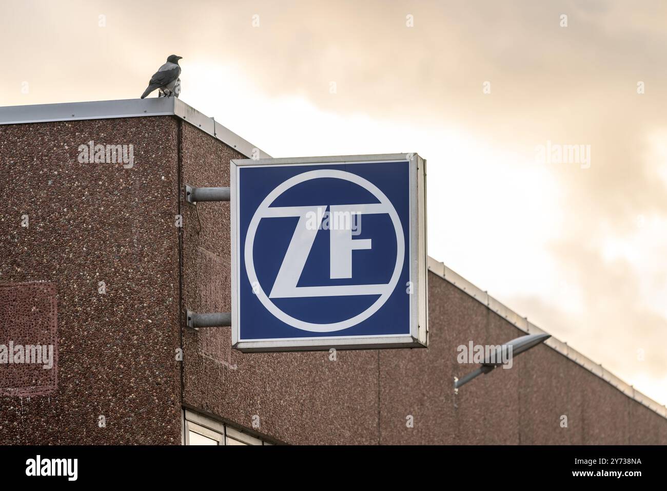 Gothenburg, Sweden - October 12 2022: ZF sign on the wall of a ...