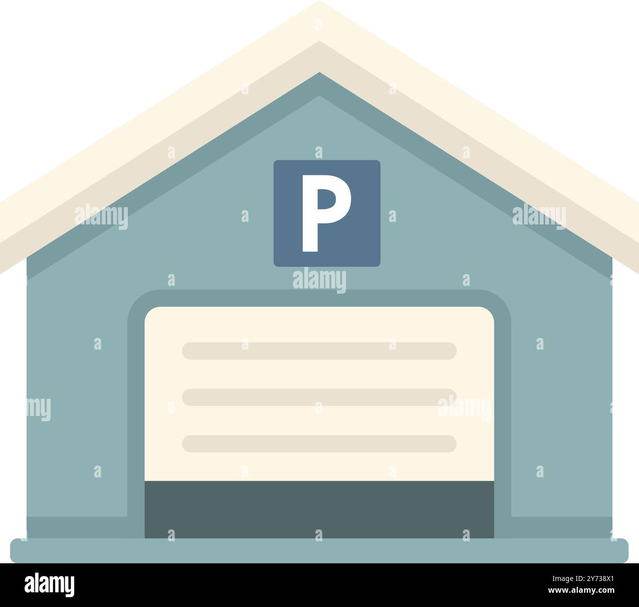 Private parking garage building with closed gate, modern urban ...
