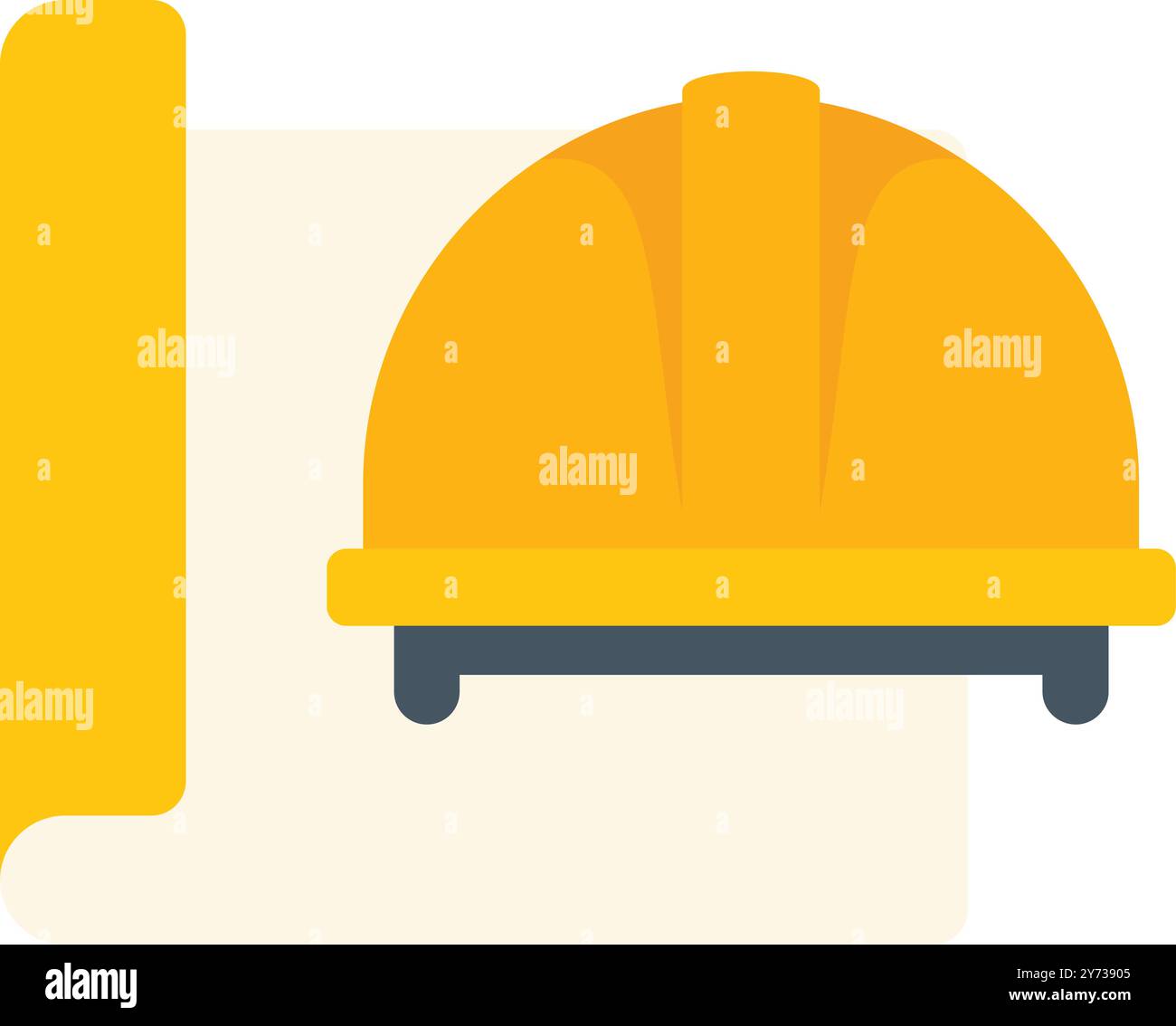 Minimalist vector illustration of a yellow hard hat resting on ...