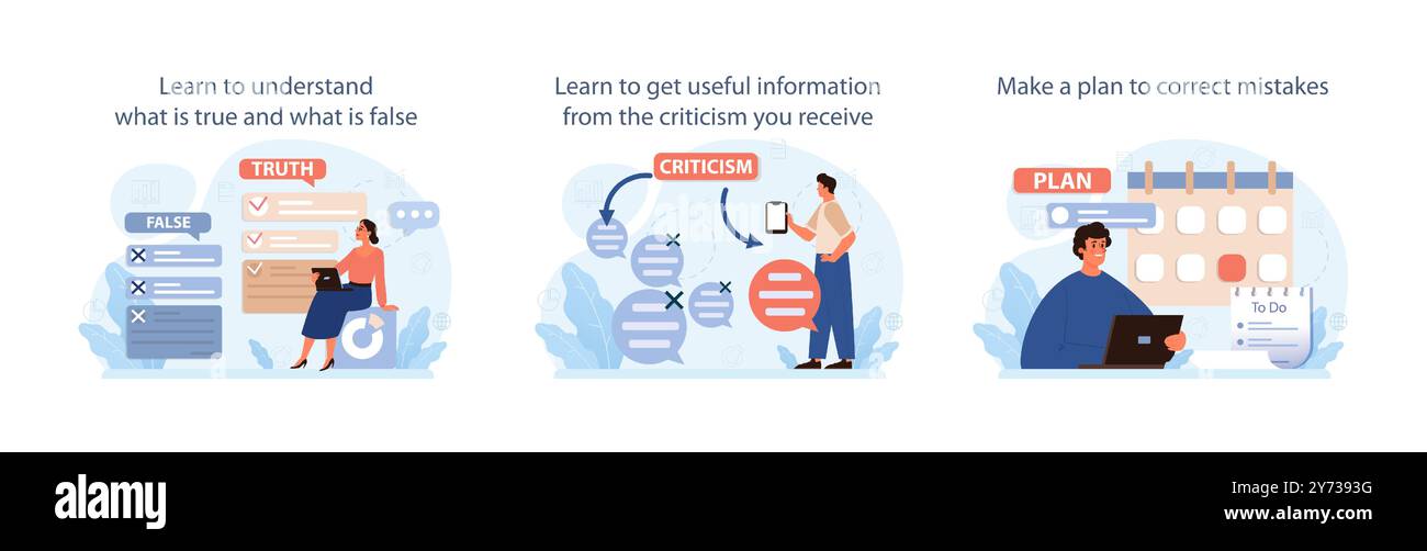 How to deal with judgement at work set. Employee dealing with pressure ...