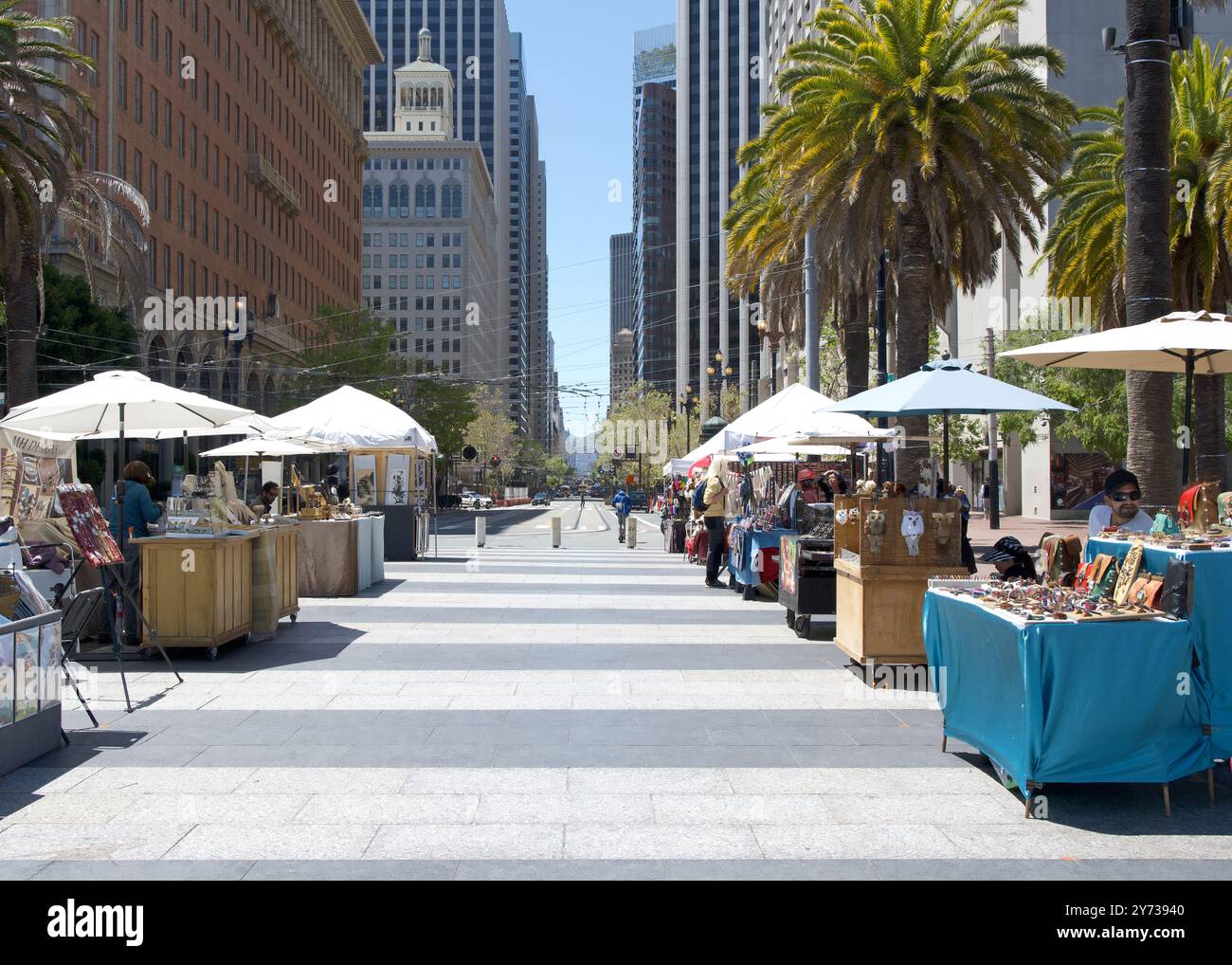 San Francisco, CA - May 3, 2024: Vendors with booths set up to sell ...