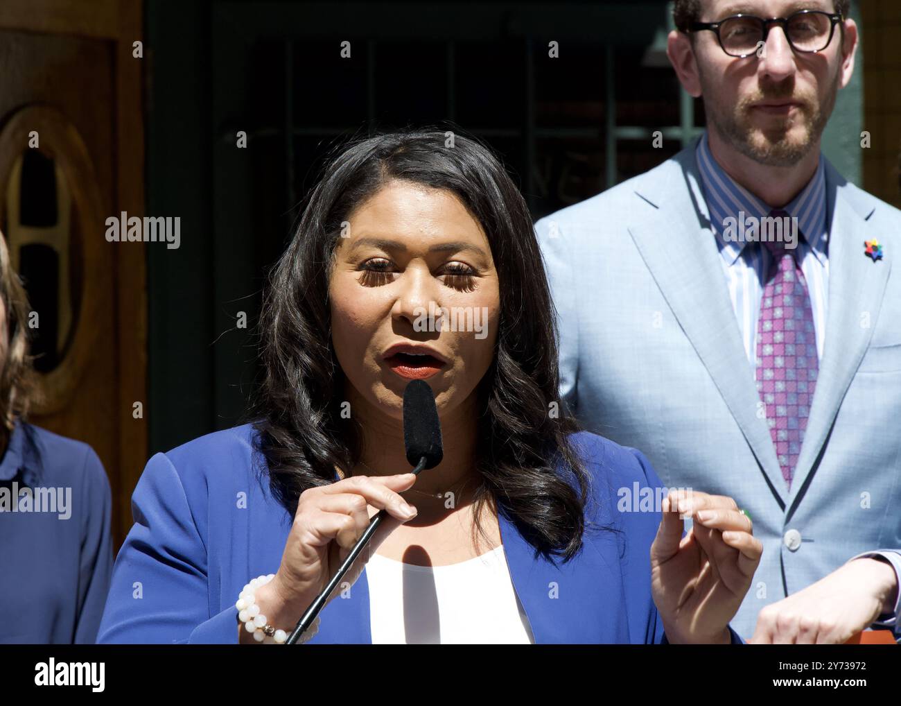 San Francisco, CA - May 3, 2024: Mayor London Breed speaking at a Press ...
