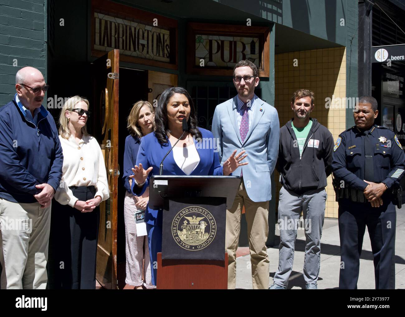 San Francisco, CA - May 3, 2024: Mayor London Breed speaking at a Press ...