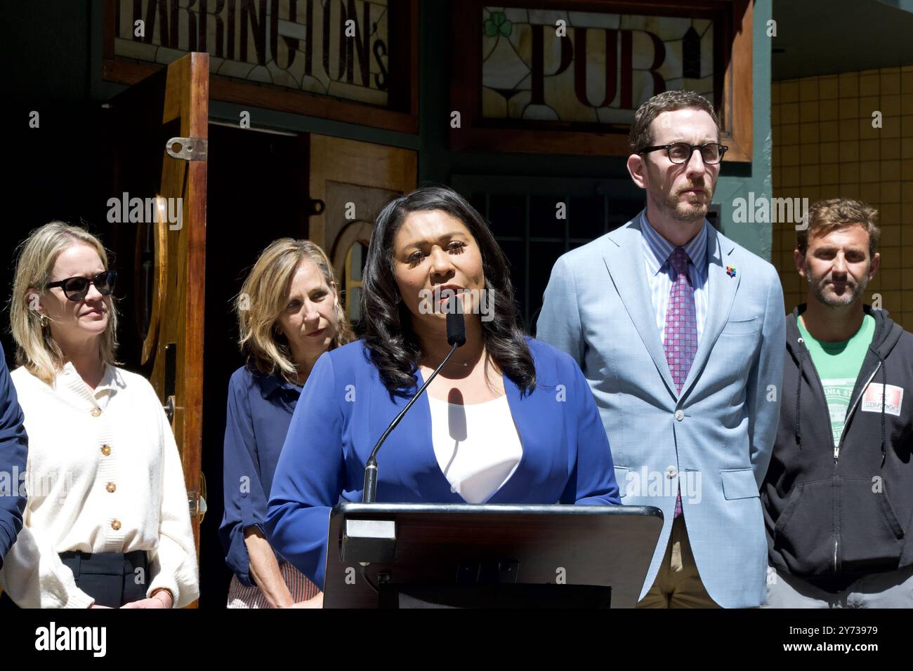 San Francisco, CA - May 3, 2024: Mayor London Breed speaking at a Press ...
