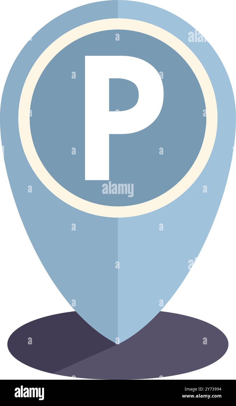 Blue map pin pointing parking location with letter p inside, isolated ...