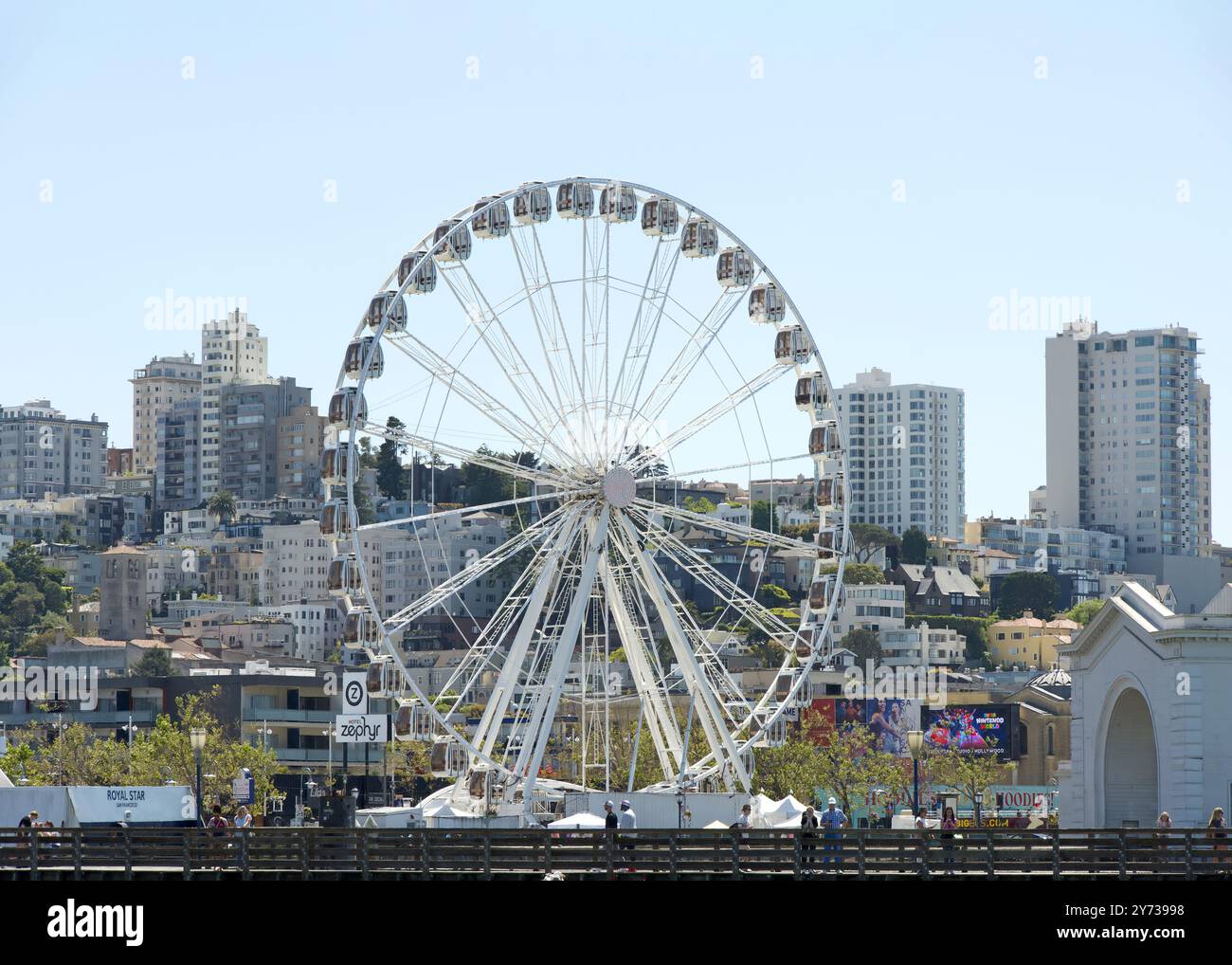 San Francisco, CA - May 9, 2024: View of the SkyStar Wheel at Fisherman ...