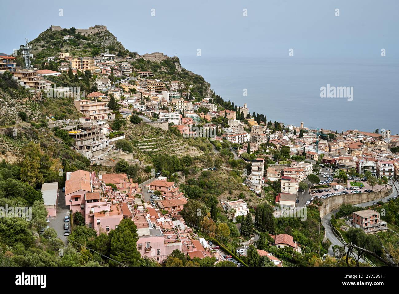 Aerial view of Taormina on the island of Sicily, Italy Stock Photo - Alamy