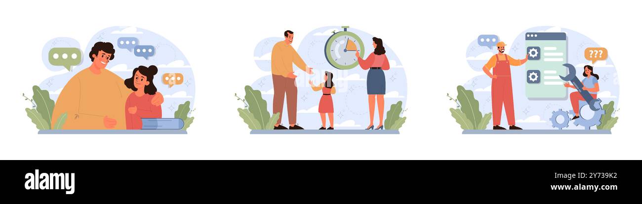 Joint parenting set. Divorced spouses raising a child together. Joint ...