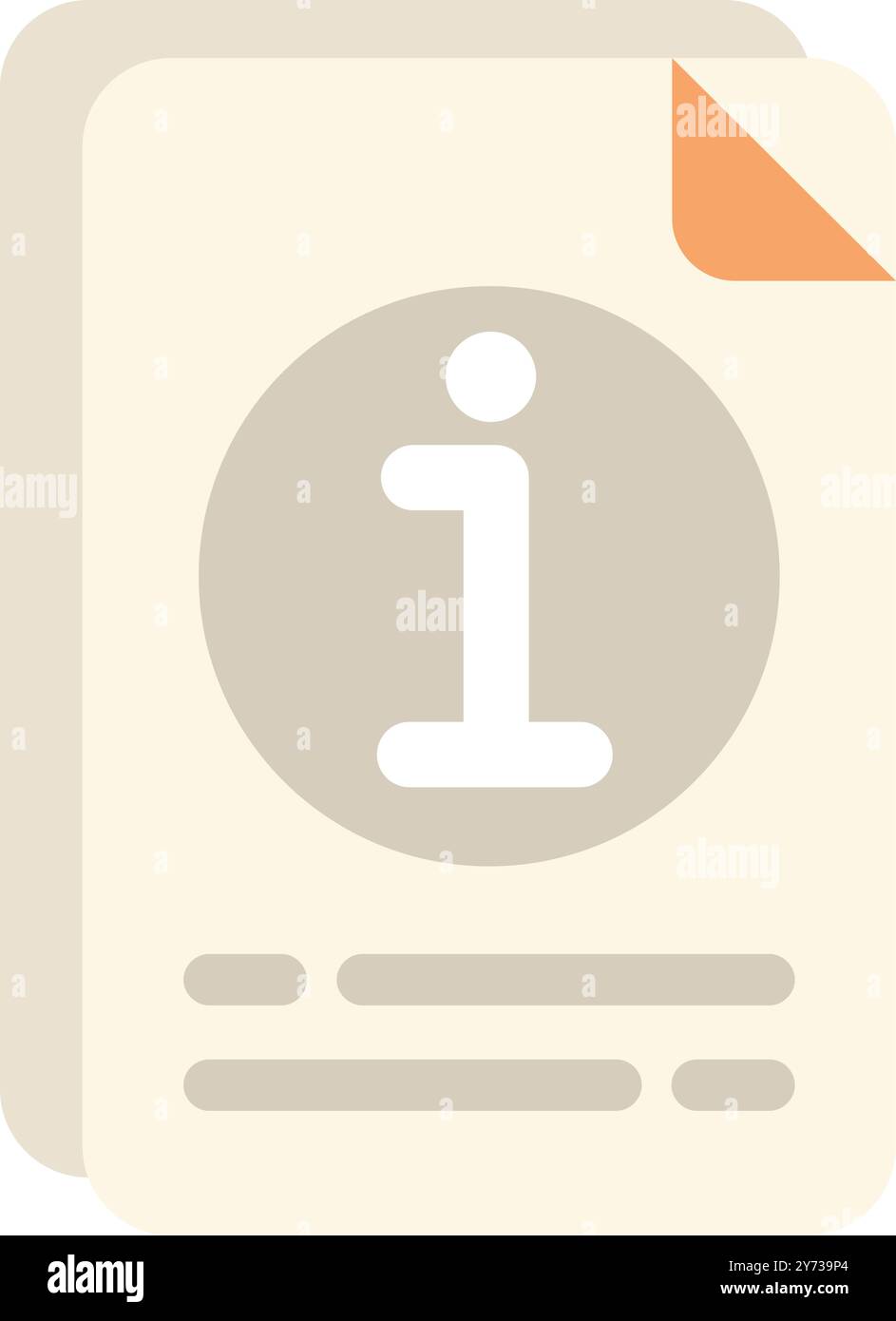 Stacked documents with corner folded over and large information icon ...