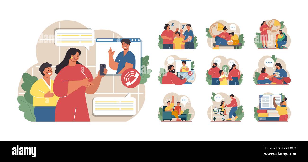 Joint parenting set. Divorced spouses raising a child together. Joint ...