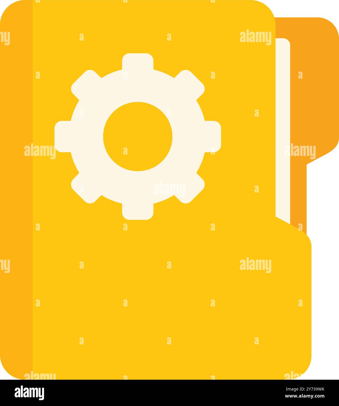 Yellow folder icon with a cogwheel representing project management and ...