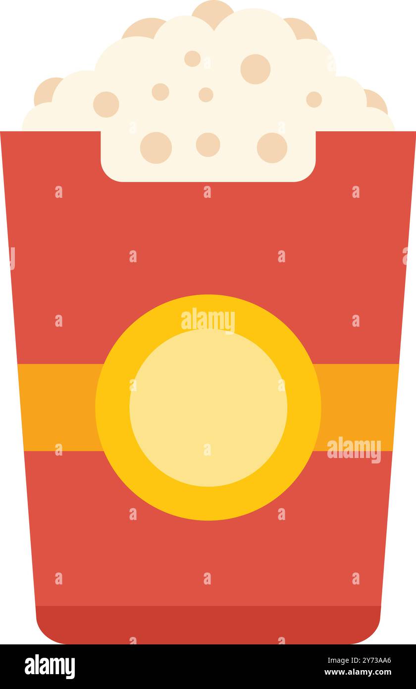 Red and yellow striped popcorn bucket full of popcorn Stock Vector ...