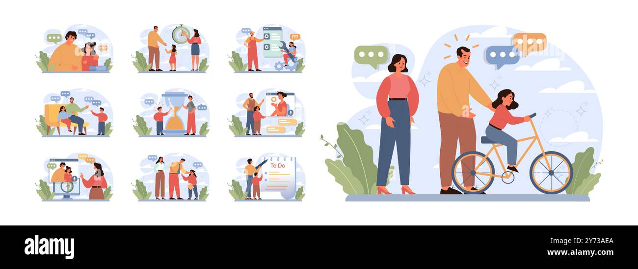 Joint parenting set. Divorced spouses raising a child together. Joint ...