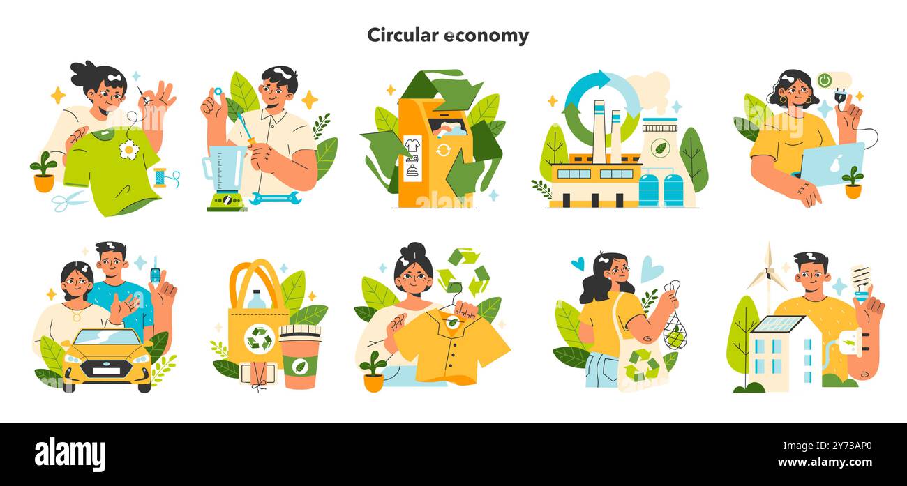 Zero waste and circular economy set. Upcycling or reuse of old stuff ...