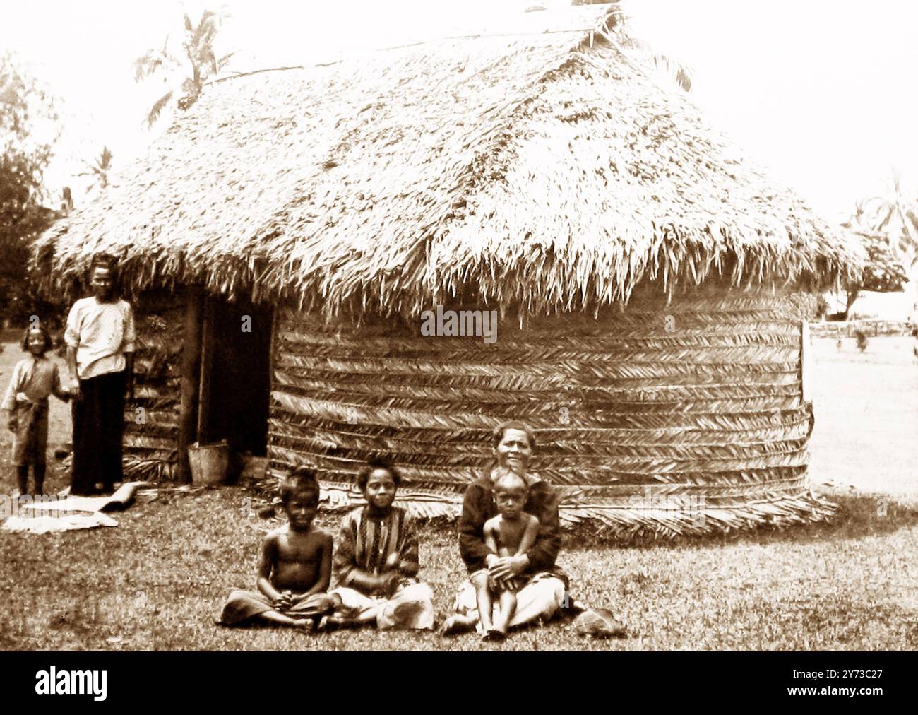 Village hut, Tonga, Victorian period Stock Photo - Alamy