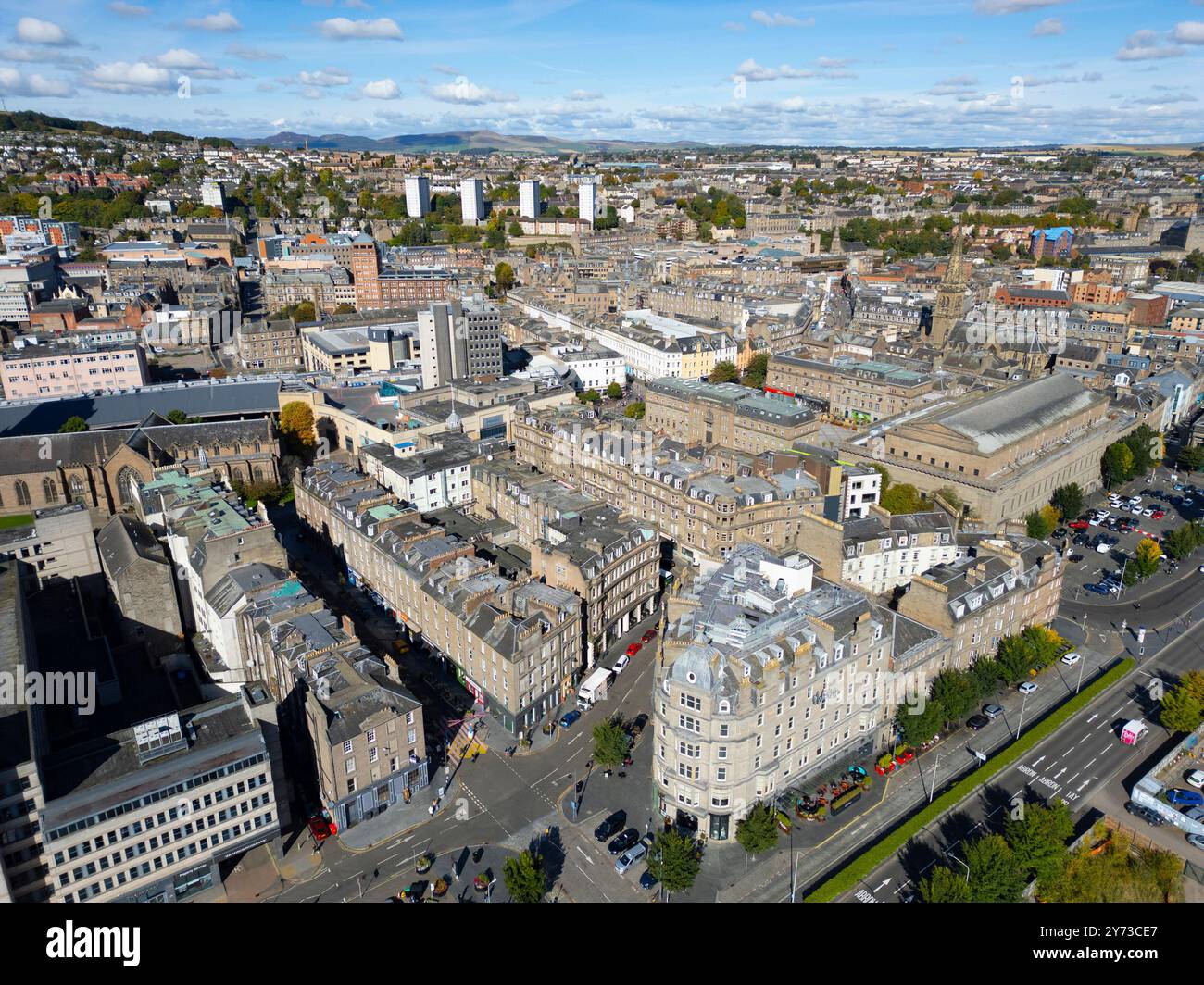 Aerial view from drone of city centre of Dundee, Scotland, UK Stock ...