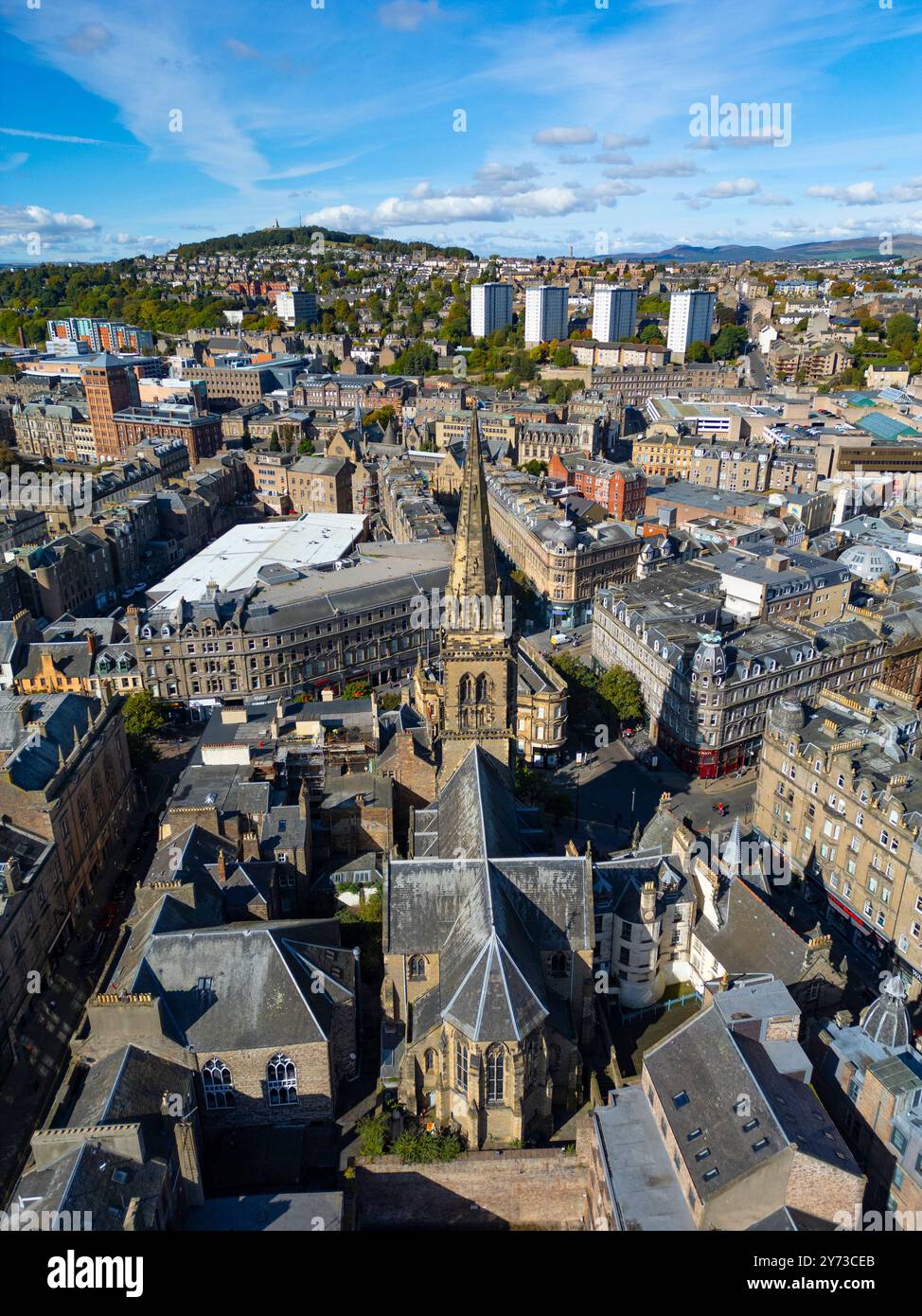 Aerial view from drone of city centre of Dundee, Scotland, UK Stock ...