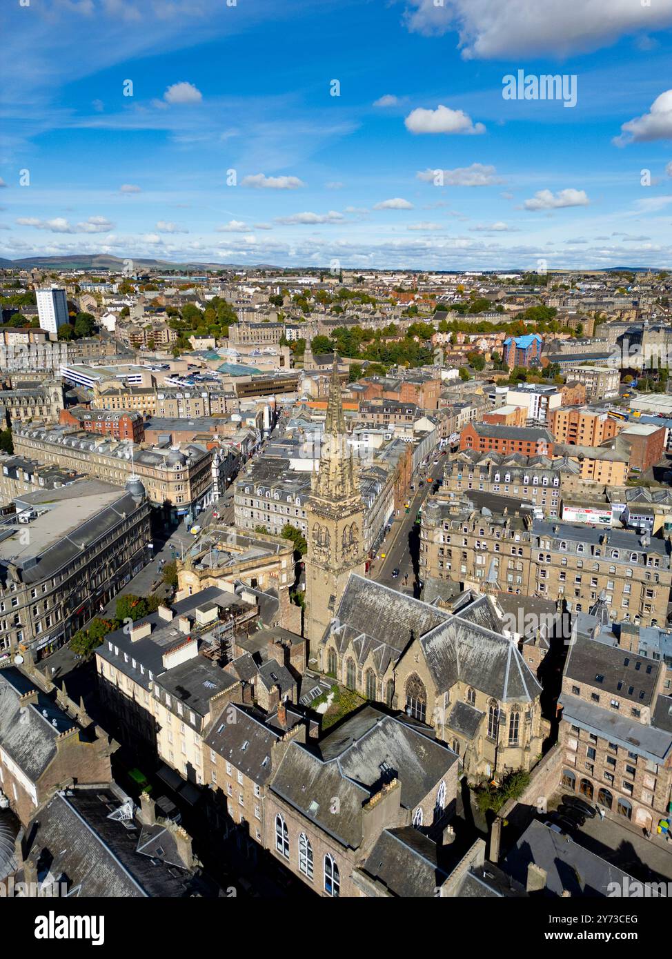 Aerial view from drone of city centre of Dundee, Scotland, UK Stock ...