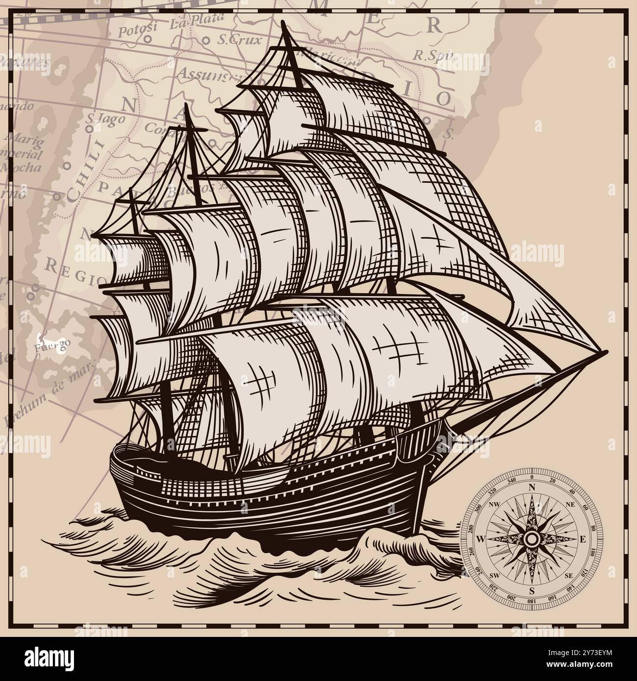 Sailing ship at sea Stock Vector Image & Art - Alamy