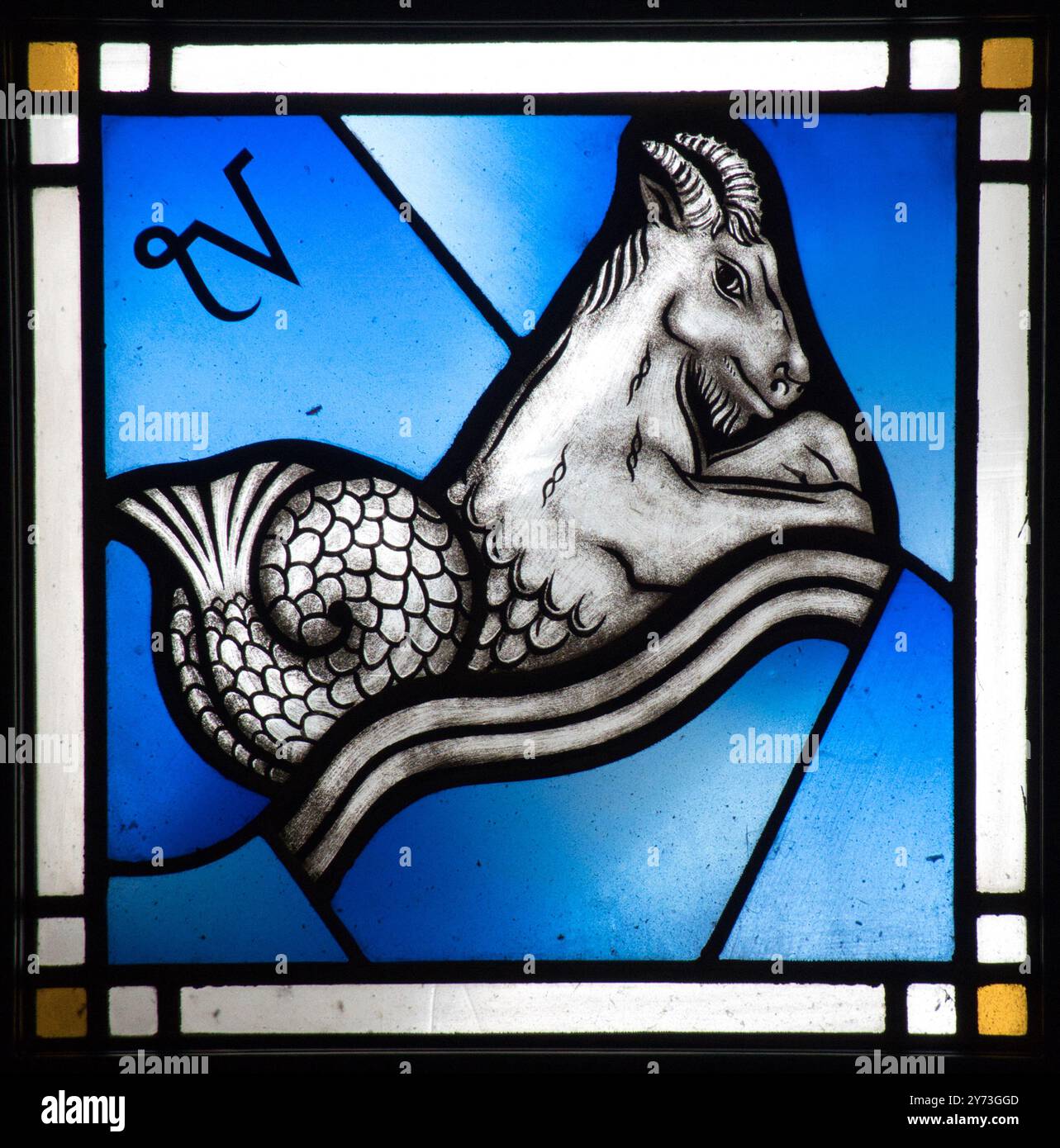 Zodiac signs in stained glass roof, Russell Coates museum and gallery ...