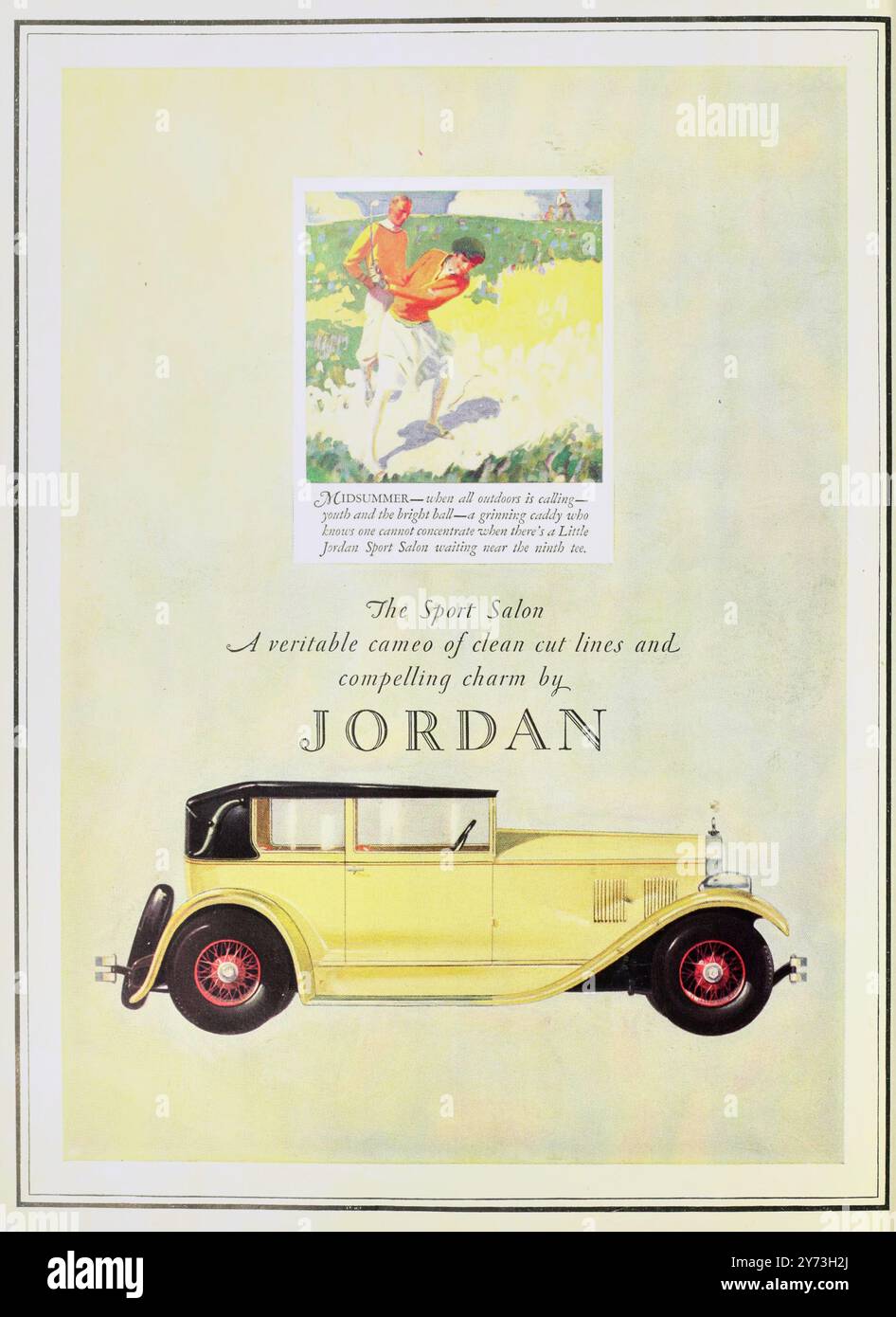 Vintage Car advertising illustration art for The Jordan Sport Salon car ...