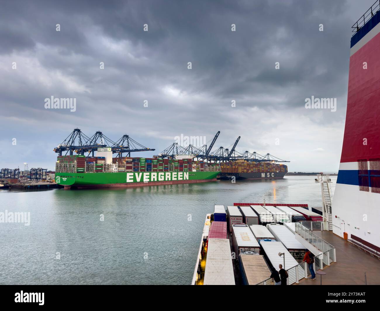 Felixstowe, England - September 4, 2024: Sailing past an MSC and ...