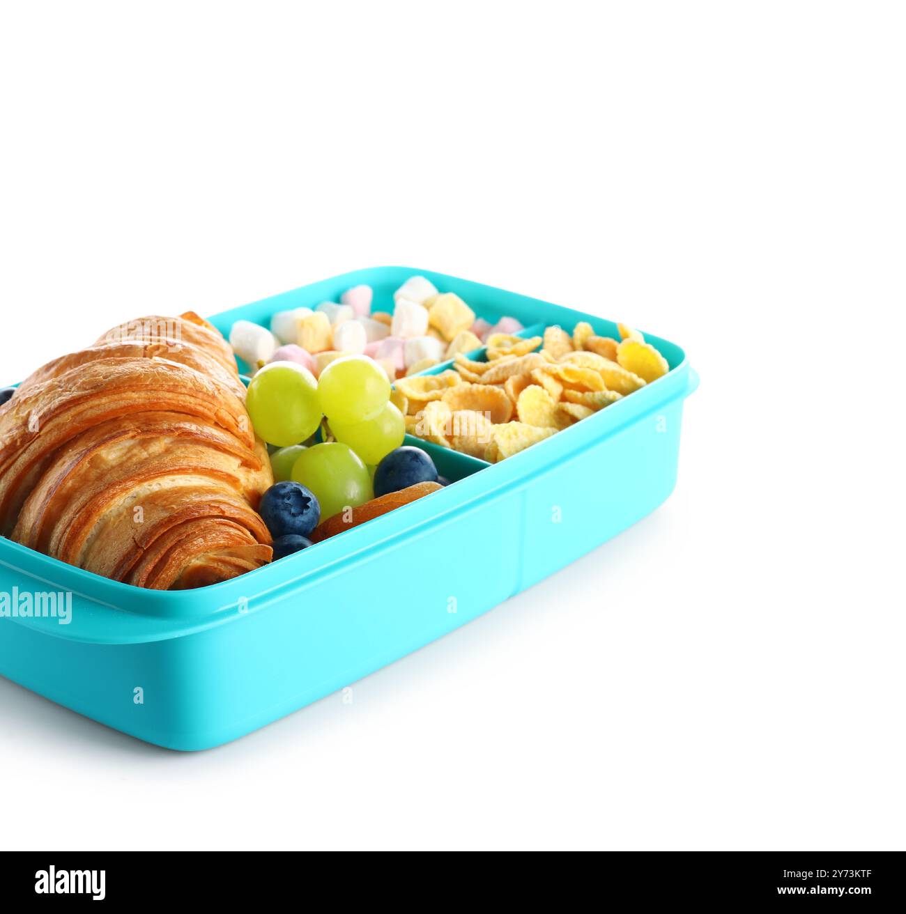 Lunchbox with delicious food isolated on white background Stock Photo - Alamy