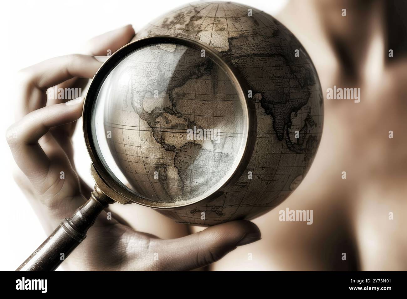 Magnifying glass isolated on white background for enhanced focus and ...