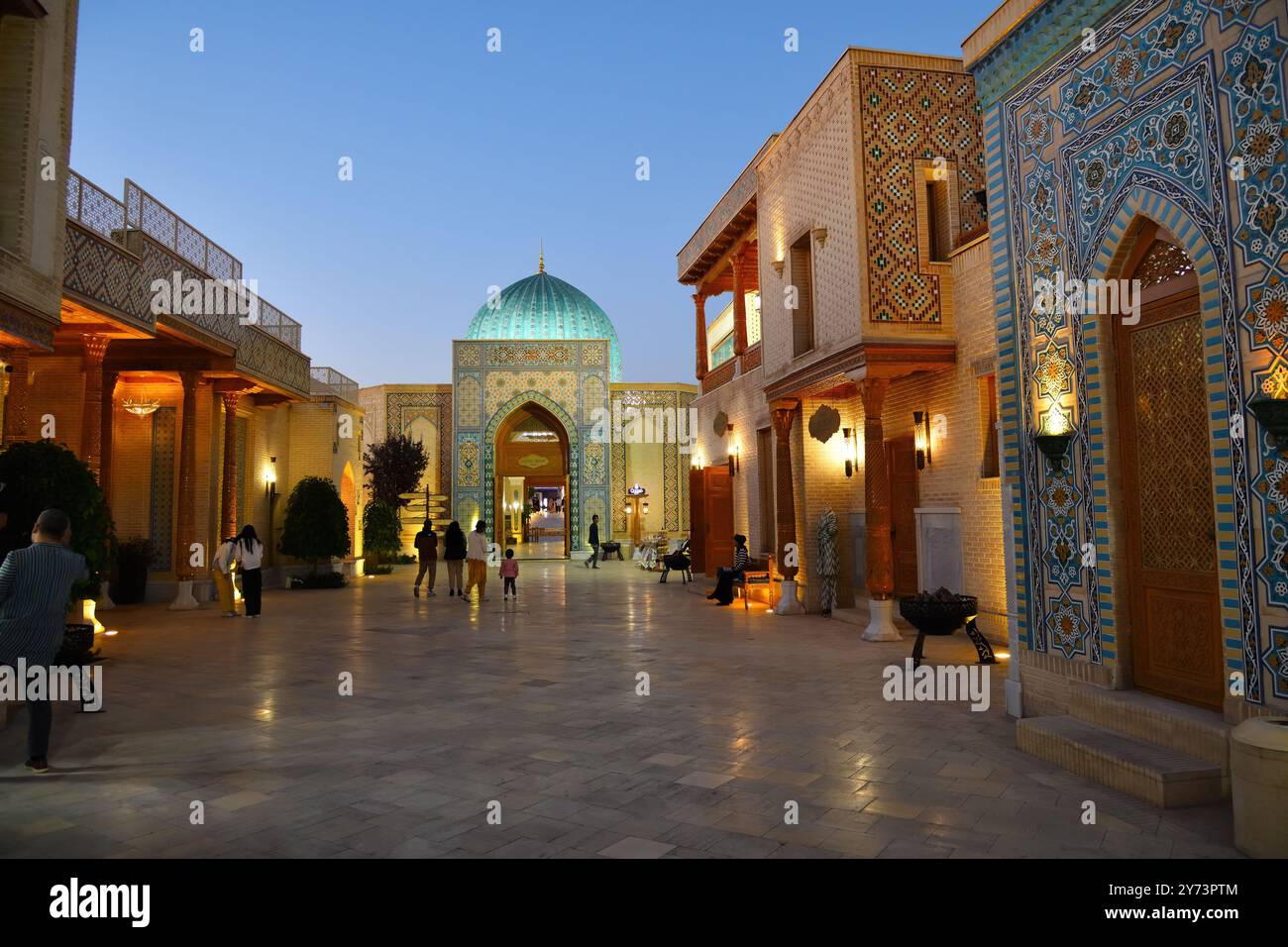 Samarkand, Uzbekistan - Sept 10, 2024: Inside modern touristic center ...