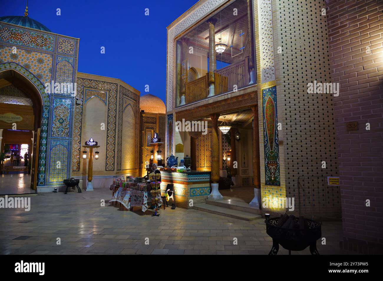 Samarkand, Uzbekistan - Sept 10, 2024: Inside modern touristic center ...