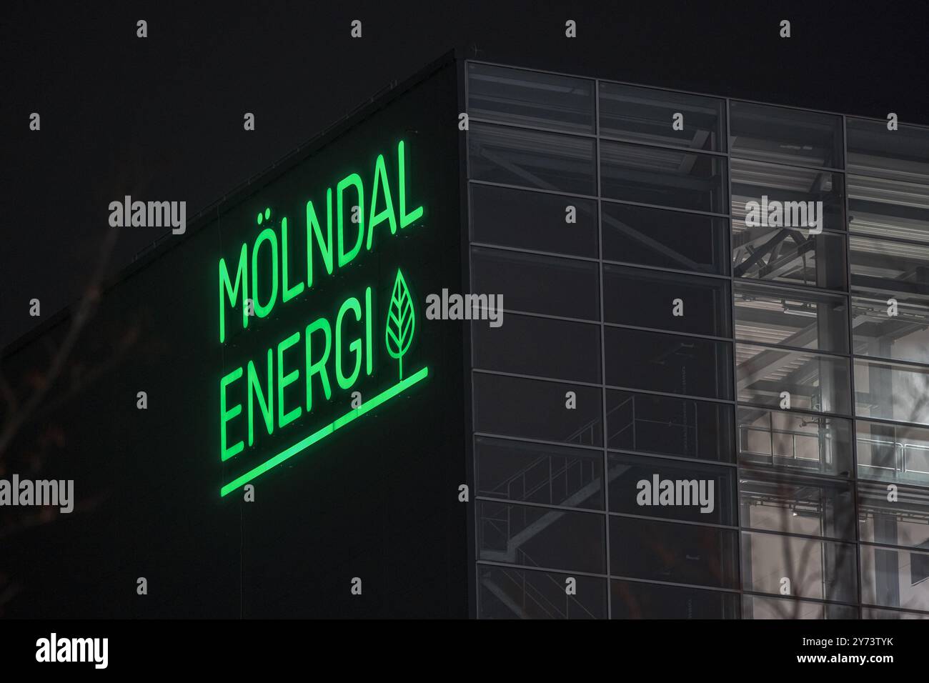 Gothenburg, Sweden - January 22 2023: Mölndal Energi sign on the facade of a power station Stock ...