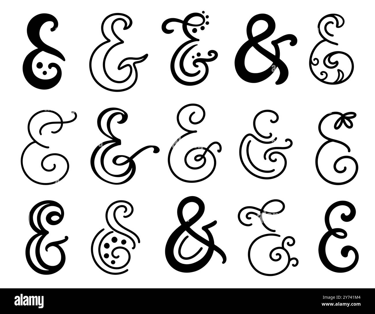 And ampersand symbol set vintage calligraphy sign Stock Vector Image ...