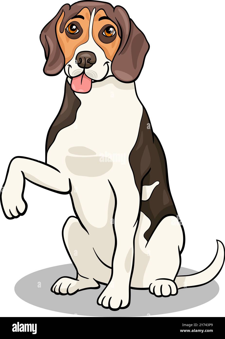 Cartoon illustration of funny purebred Beagle dog animal character ...