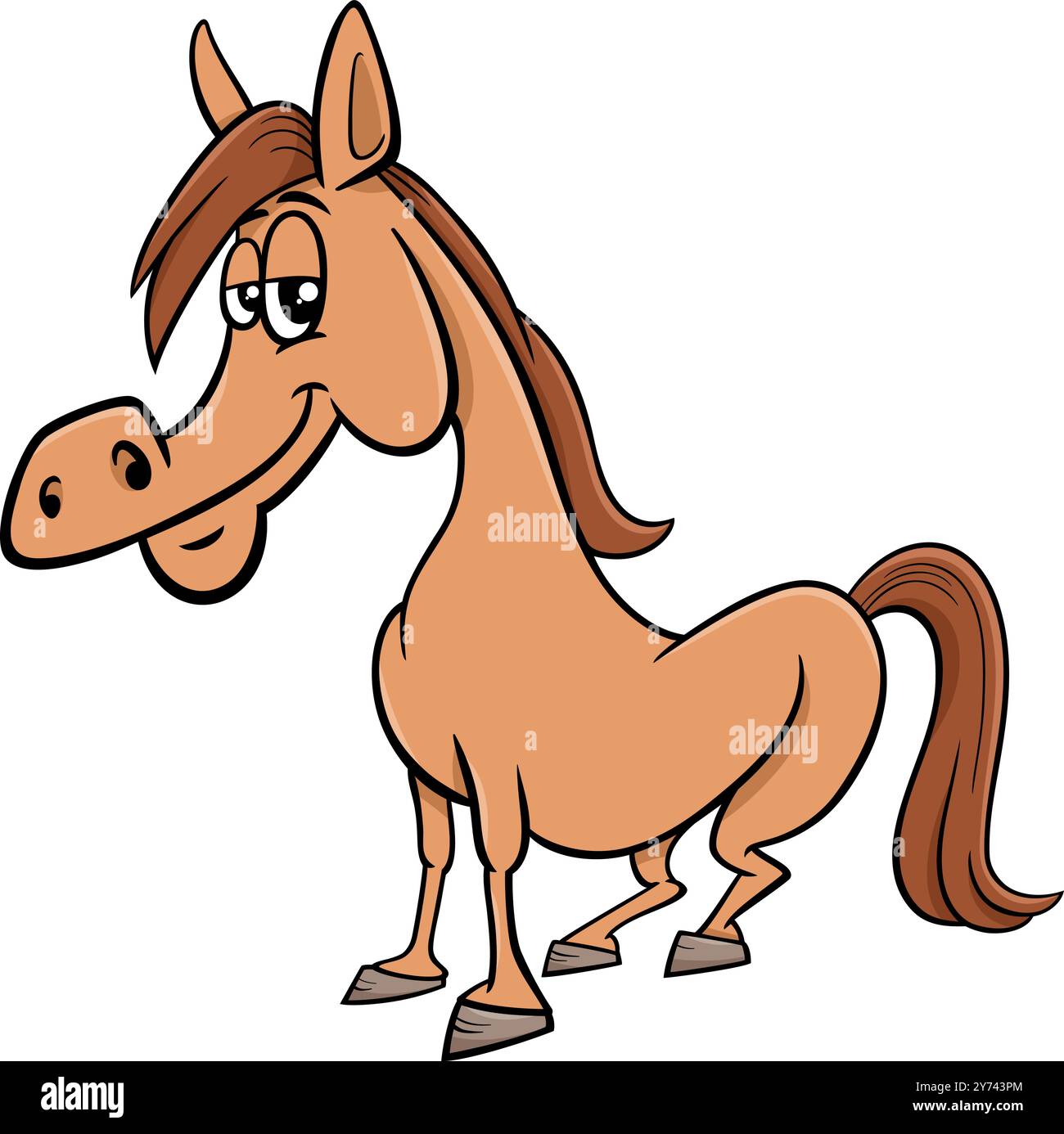 Cartoon illustration of funny horse farm animal character Stock Vector ...
