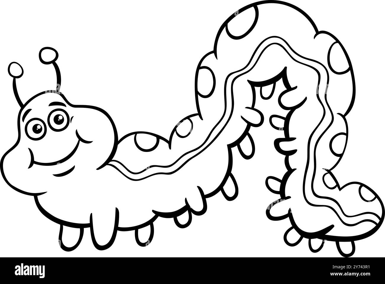 Cartoon illustration of cute caterpillar insect animal character ...