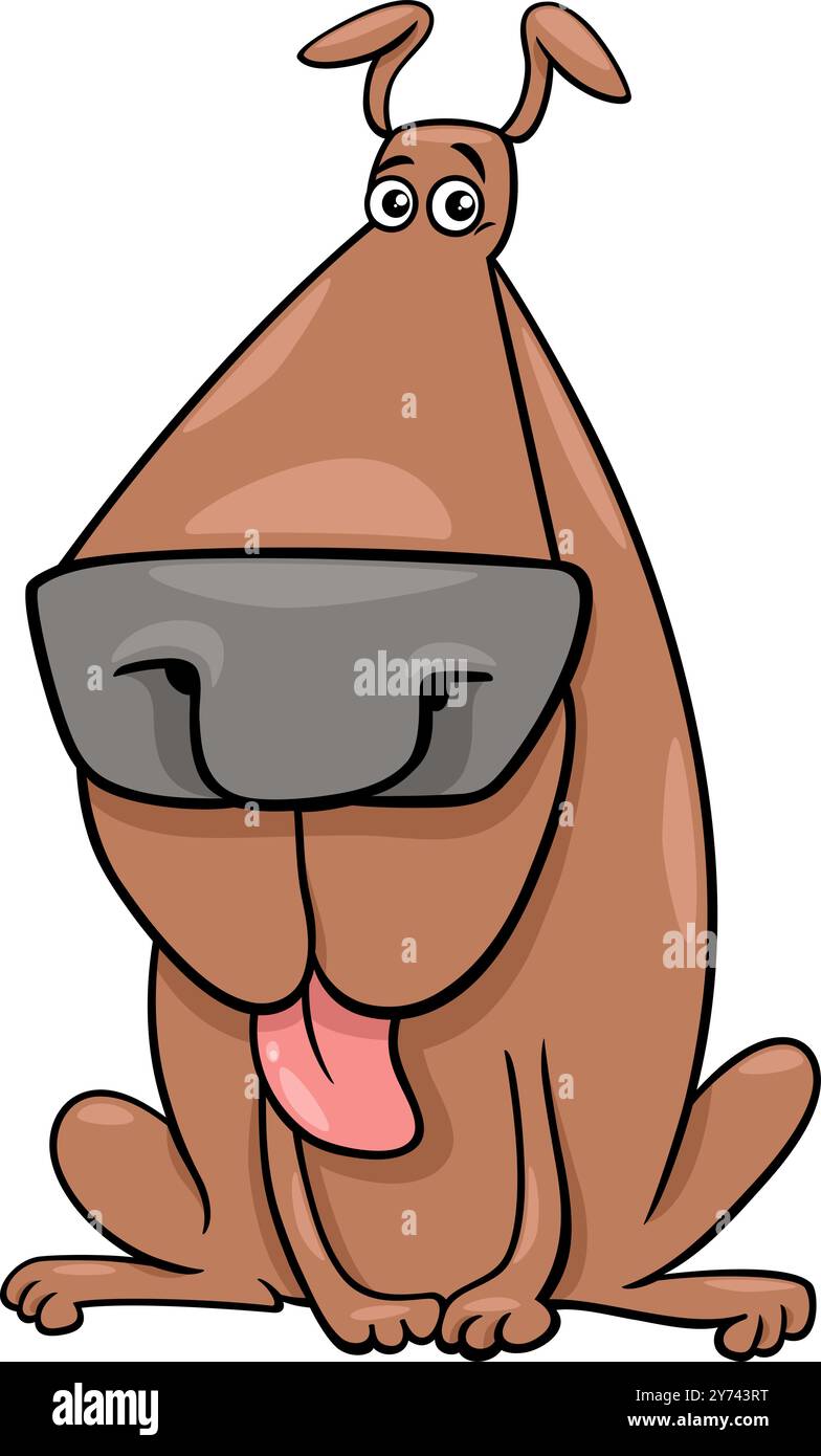 Cartoon illustration of funny big brown dog comic animal character ...