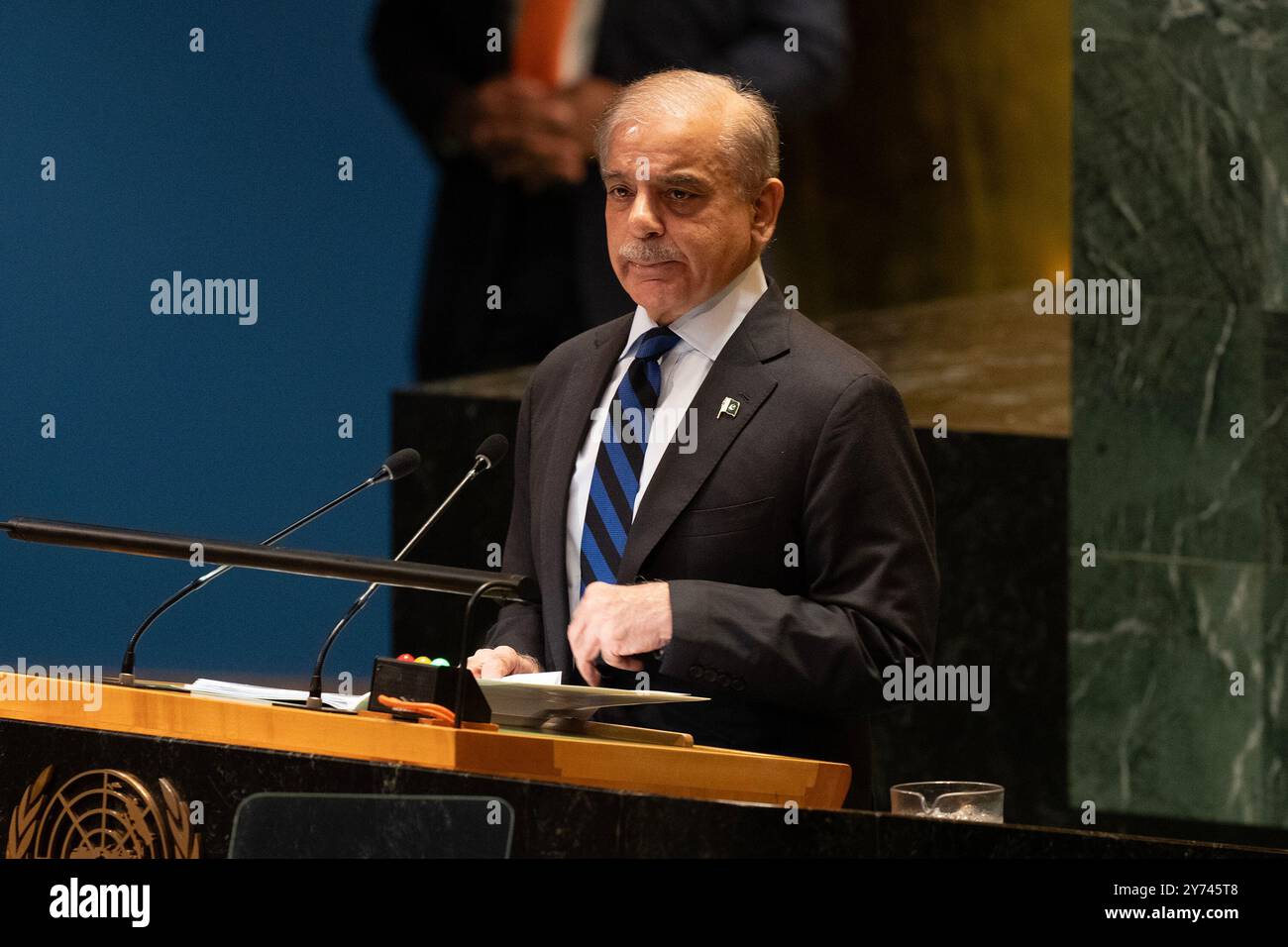 New York, United States. 27th Sep, 2024. Prime Minister of Pakistan ...