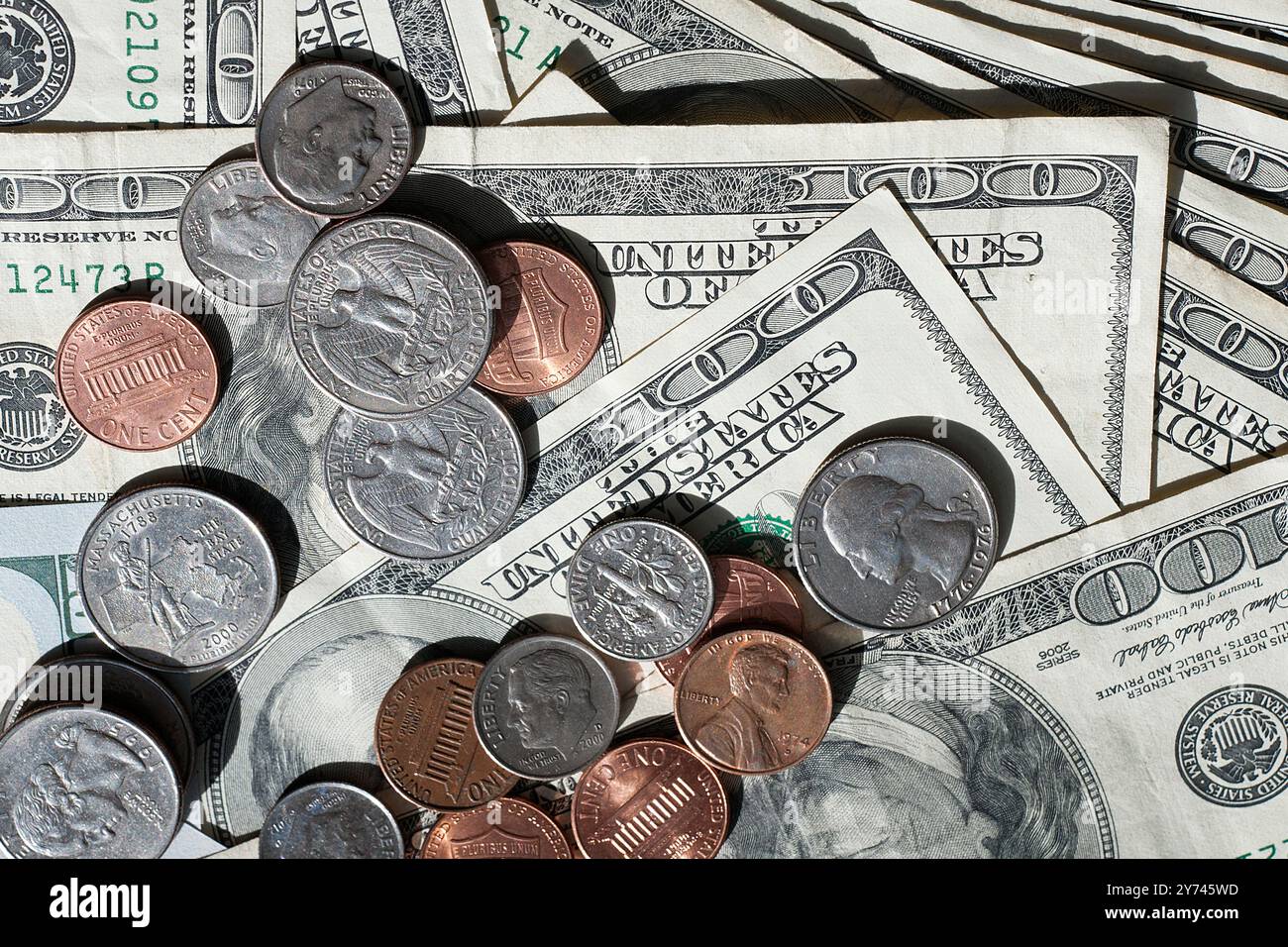 Detailed images capturing various perspectives and close-up views of U.S. hundred-dollar bills ...