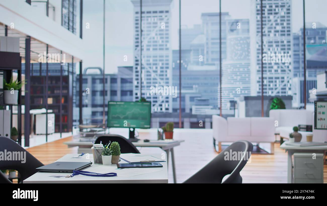 Empty modern office setup with a focus on recruitment process and ...
