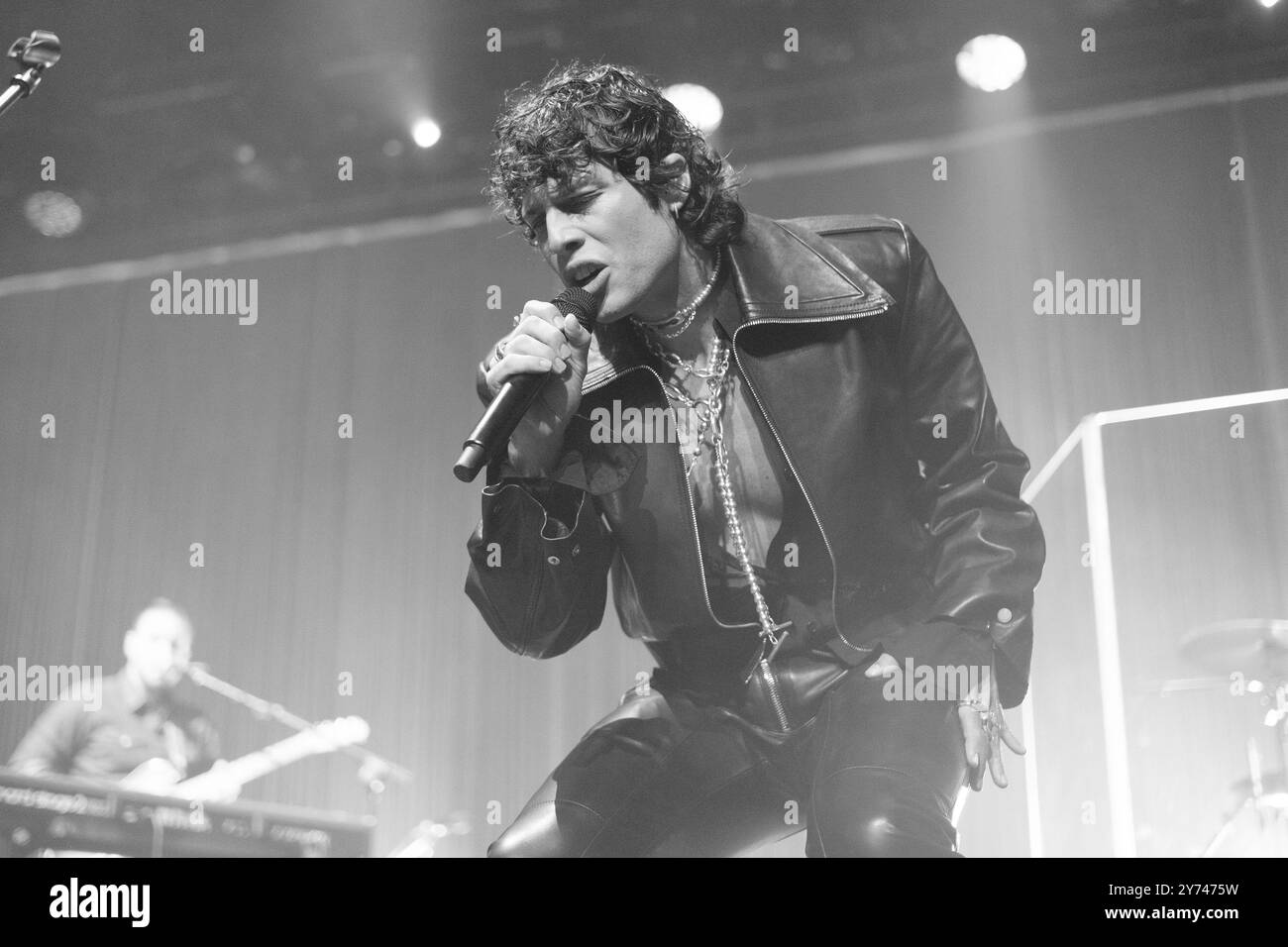 Singer Leo Rizzi performs during a concert at the Wizink Center, on ...