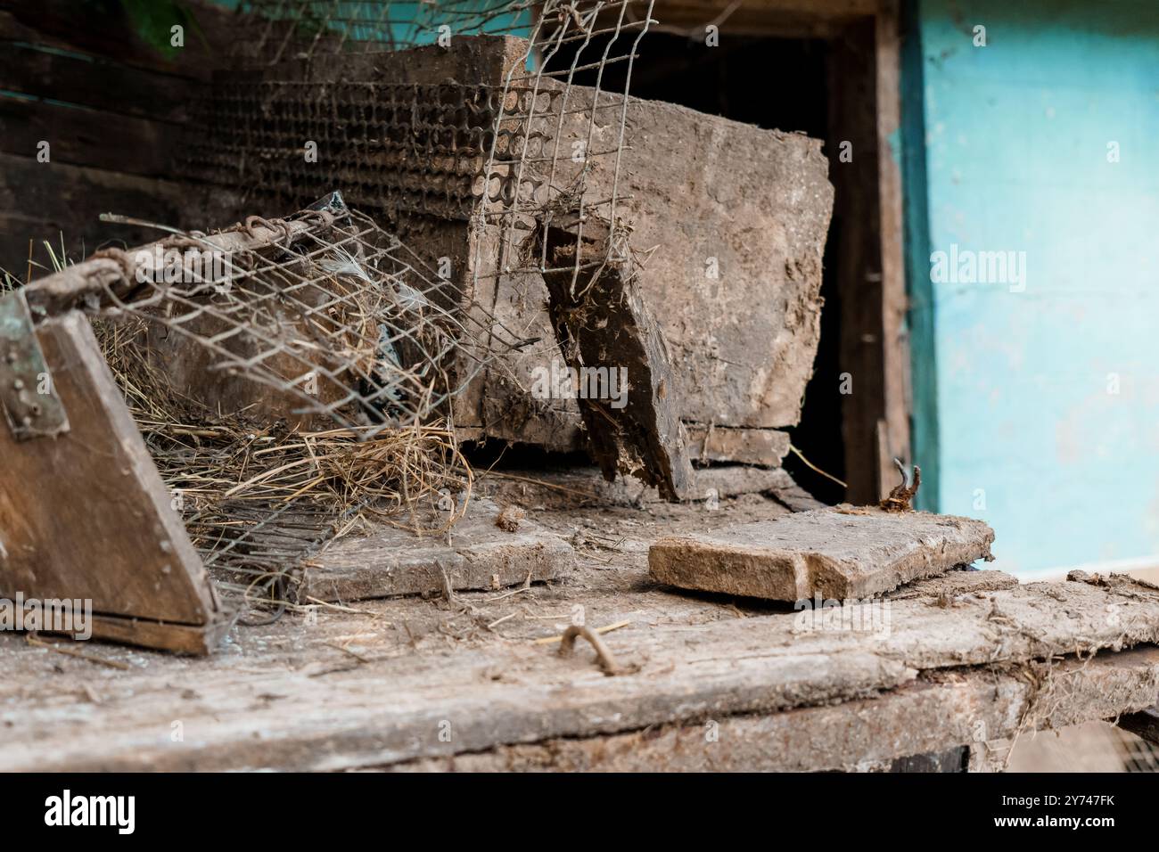Rustic Trap and Weathered Wood in an Abandoned Setting Stock Photo - Alamy