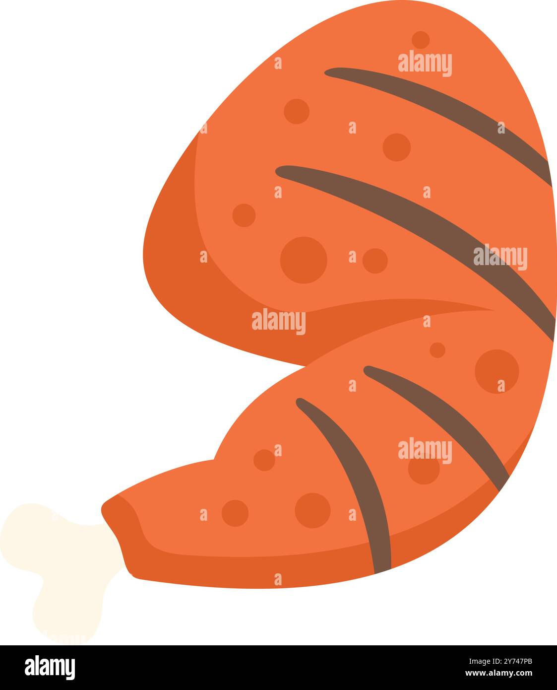 Simple vector illustration of a roasted chicken leg quarter on white ...