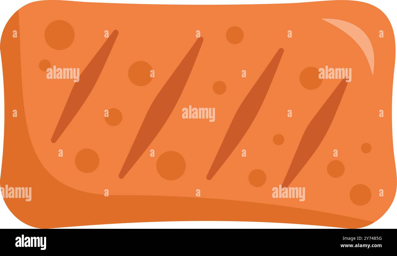 Cartoon illustration of grilled salmon fillet lying isolated on white ...