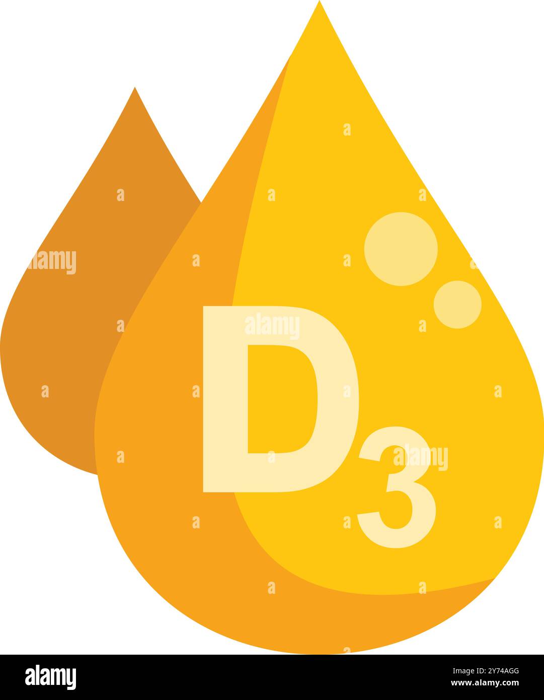 Two yellow drops representing a vitamin d3 supplement, essential for ...
